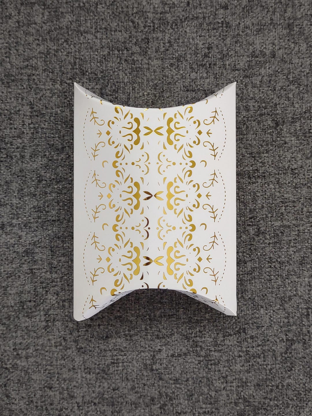 White Pillow Box With Gold Floral Design, Gift Boxes, Jewelry Gifting, Ready to Ship, Pack of 10 ...