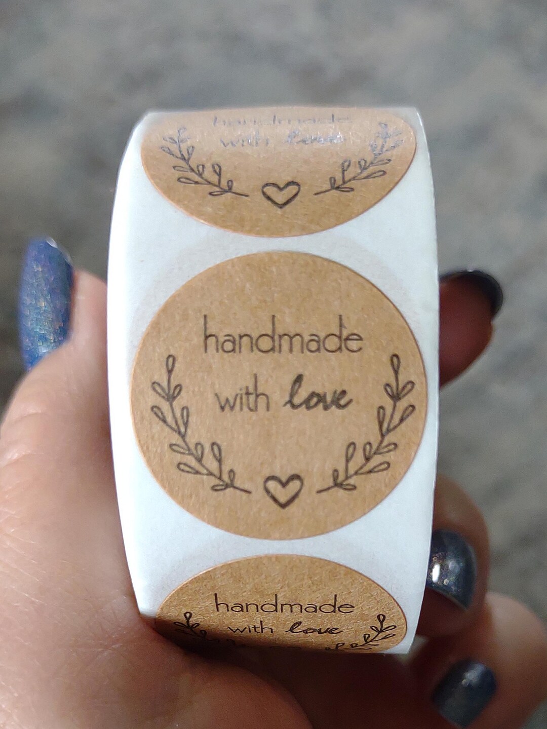 Kraft Paper "handmade With Love" Stickers, 1 Inch Round, Roll of 500 - Etsy