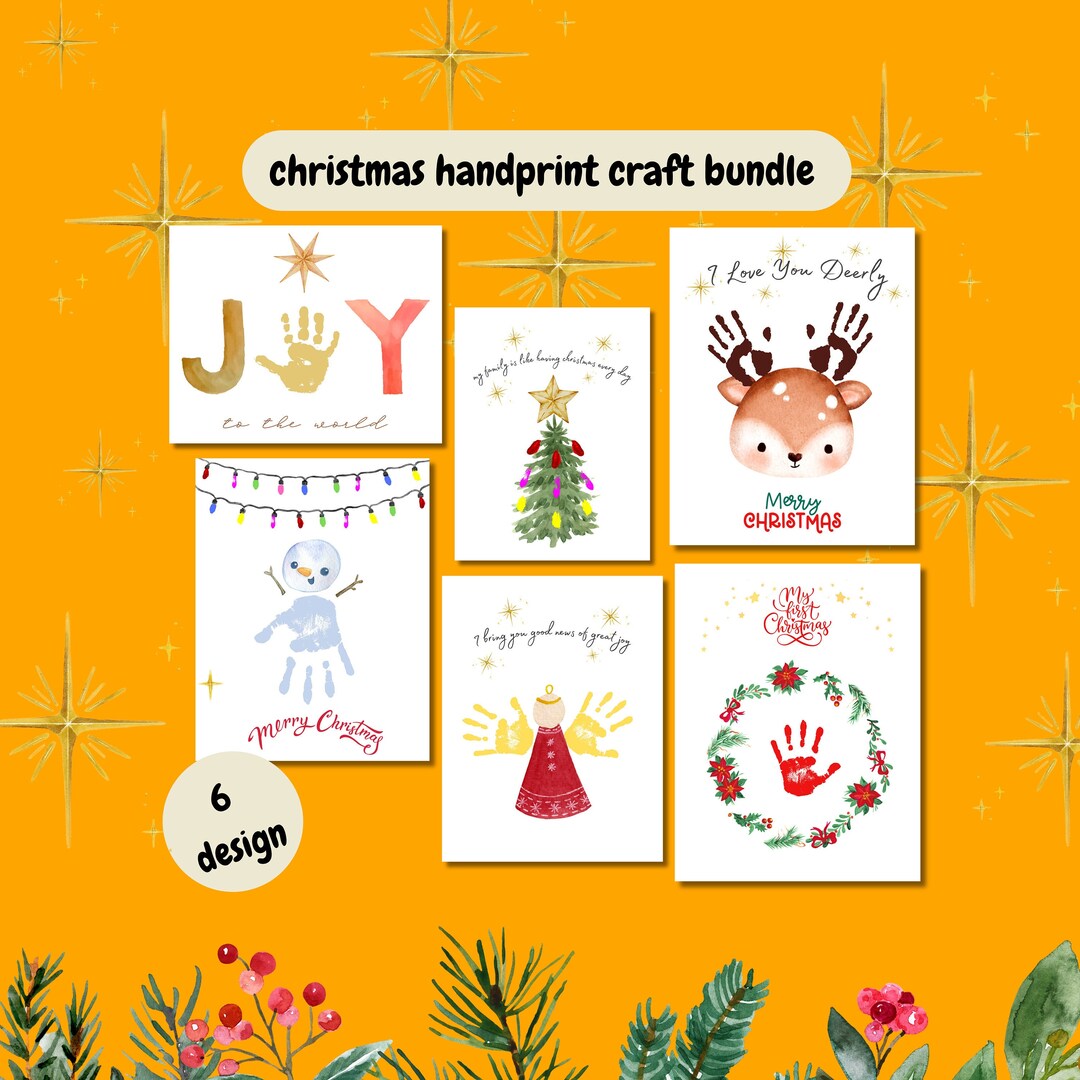 6 Winter and Christmas Handprint Craft Bundle Printable - Etsy