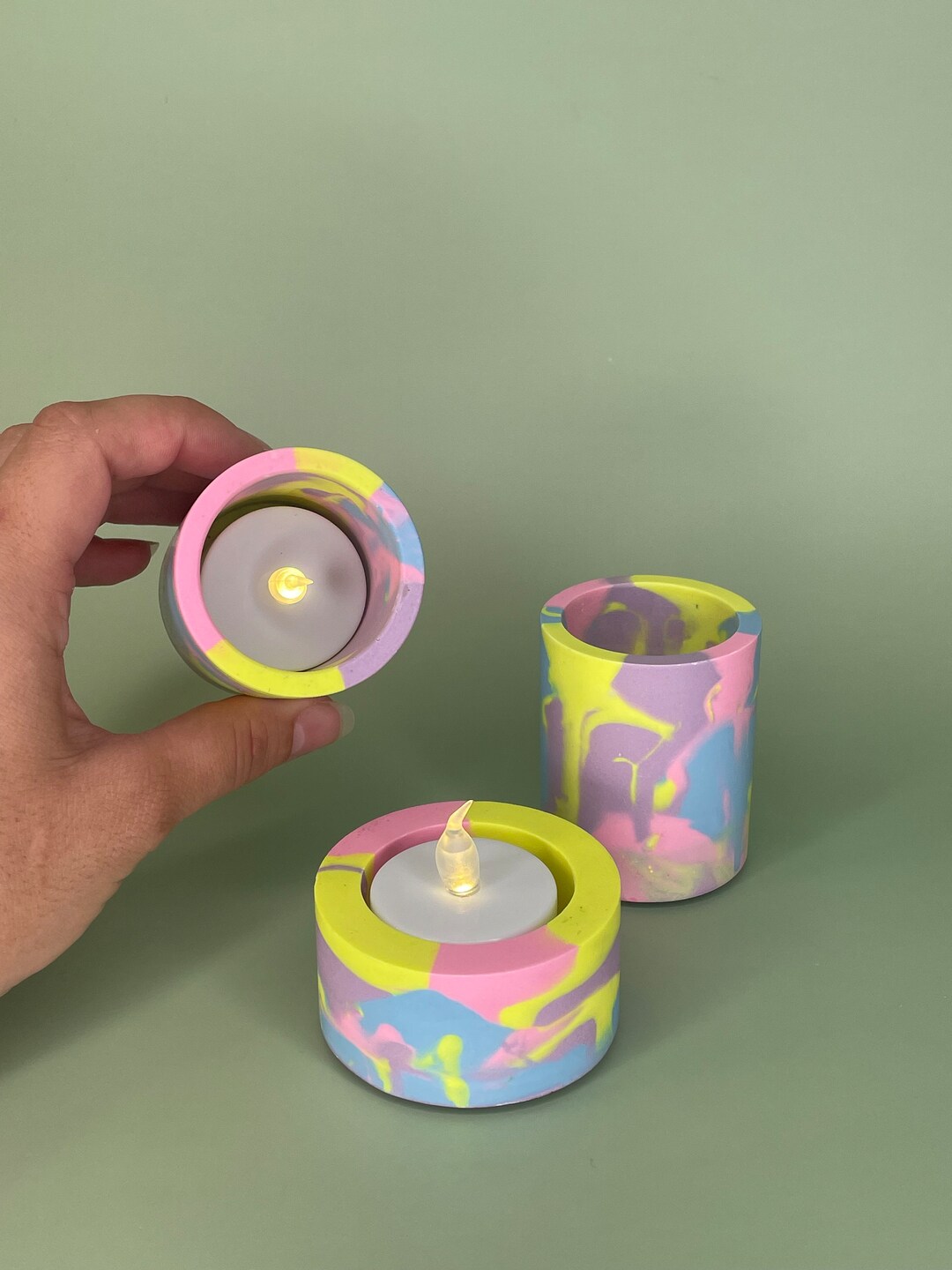 Rainbow Swirl Votive Matchstick Holder - Etsy