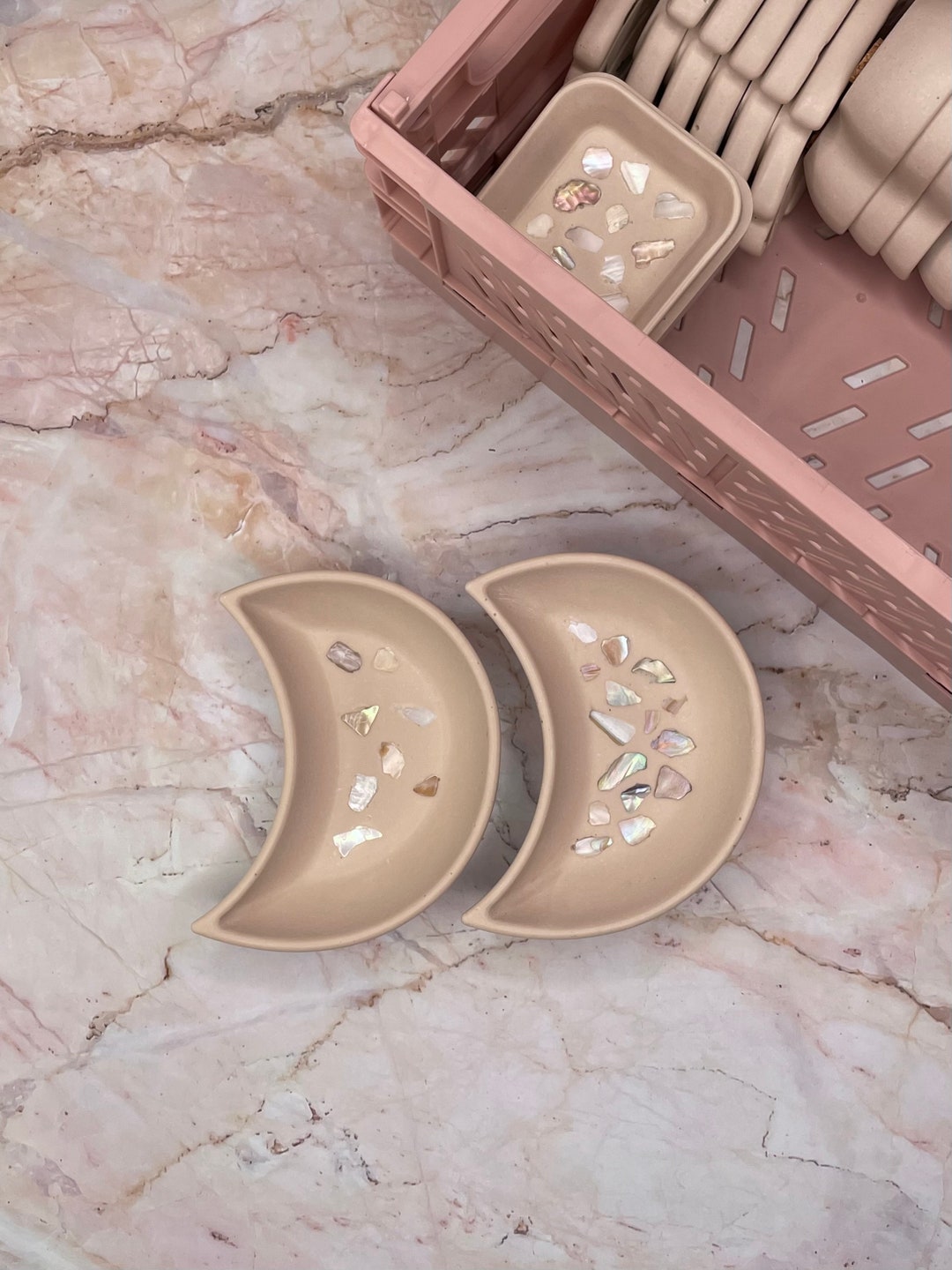 Shell Inlay Moon Trinket Dish - Etsy