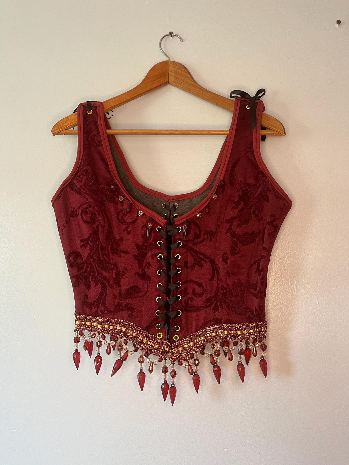 Red and Gold Renaissance Beaded Corset - Etsy