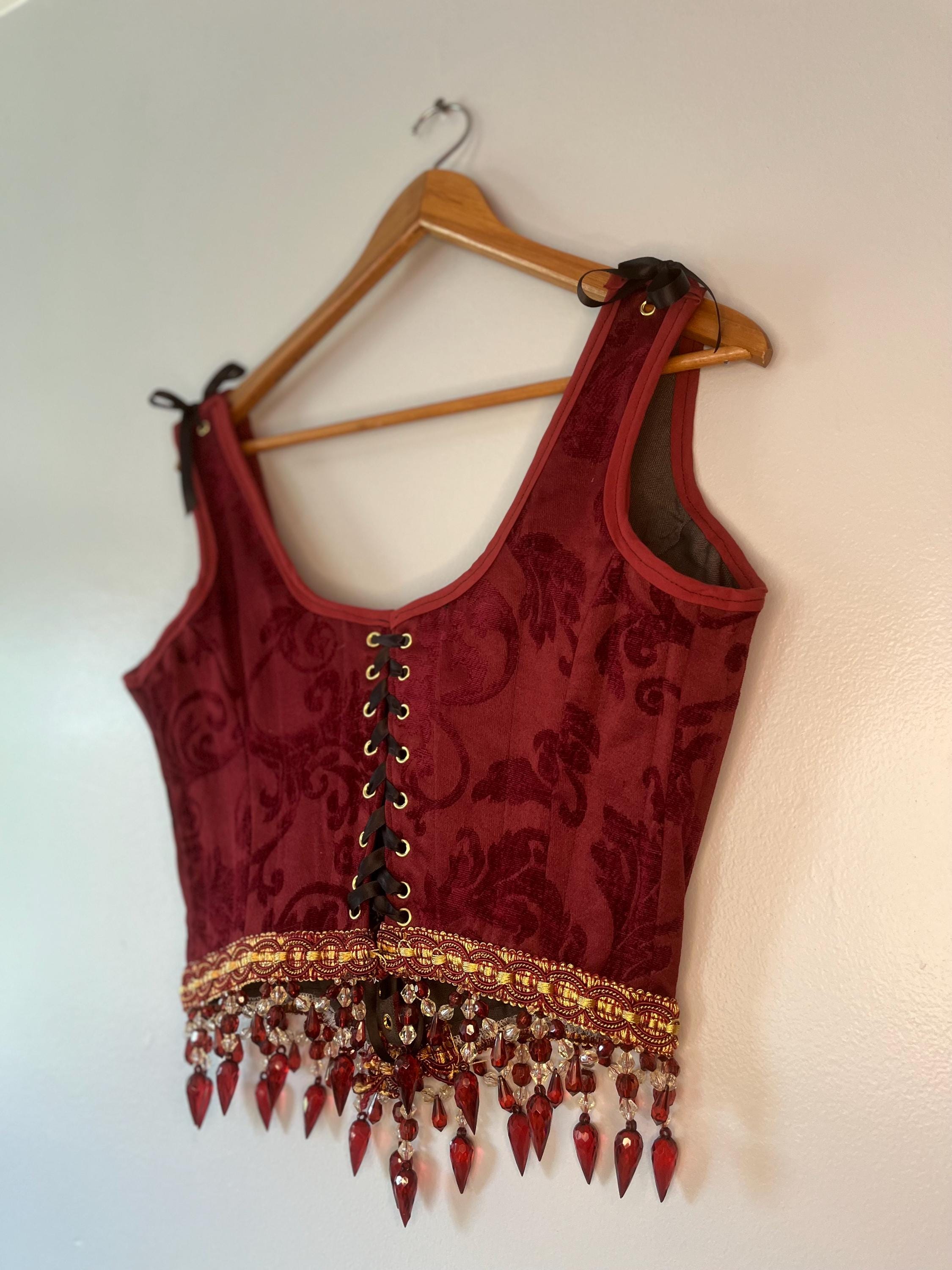 Red and Gold Renaissance Beaded Corset - Etsy
