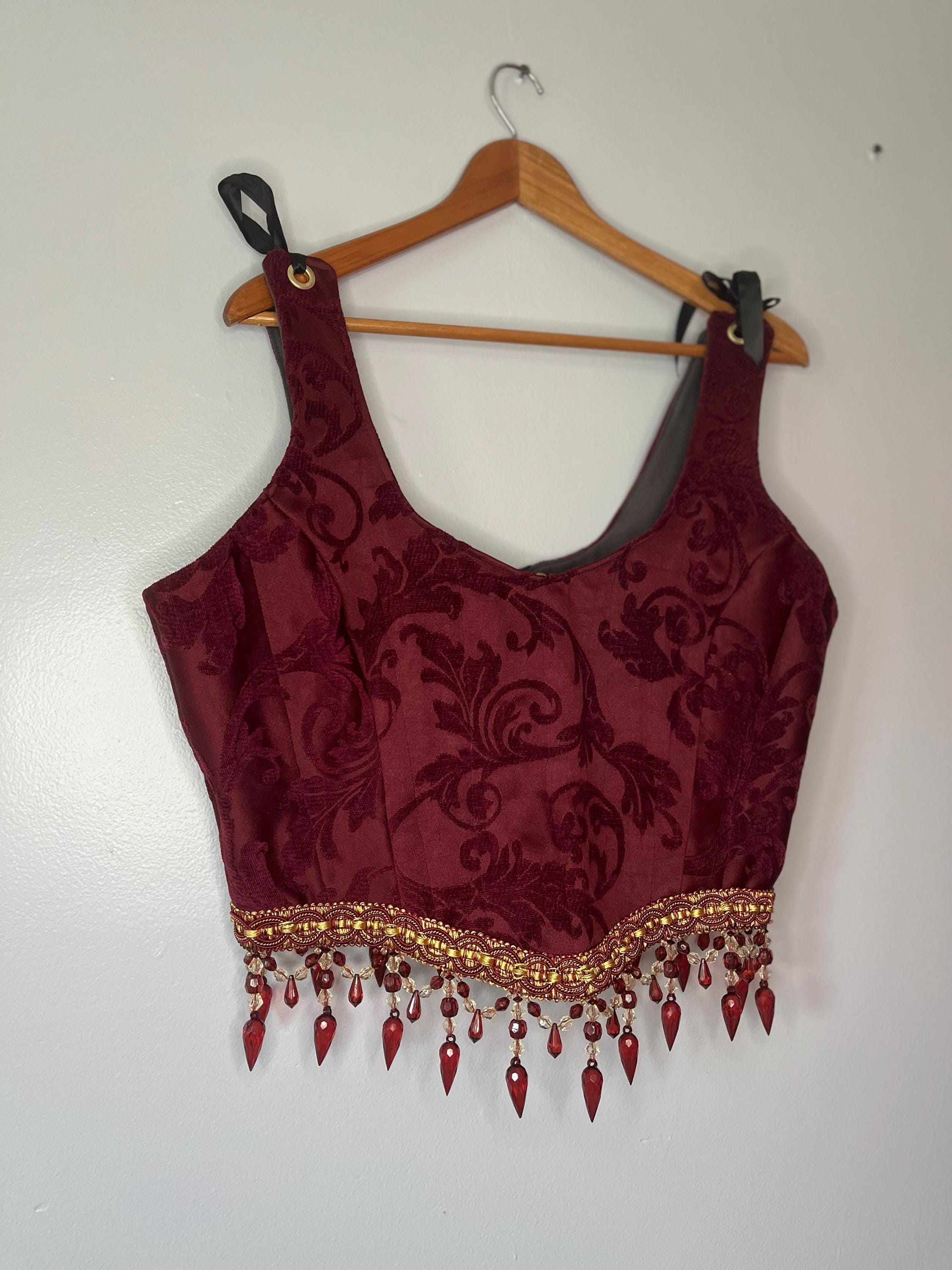 Red and Gold Renaissance Beaded Corset - Etsy