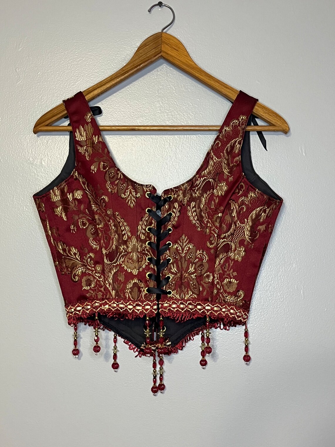 Red and Gold Reniassance Beaded Corset Medium - Etsy
