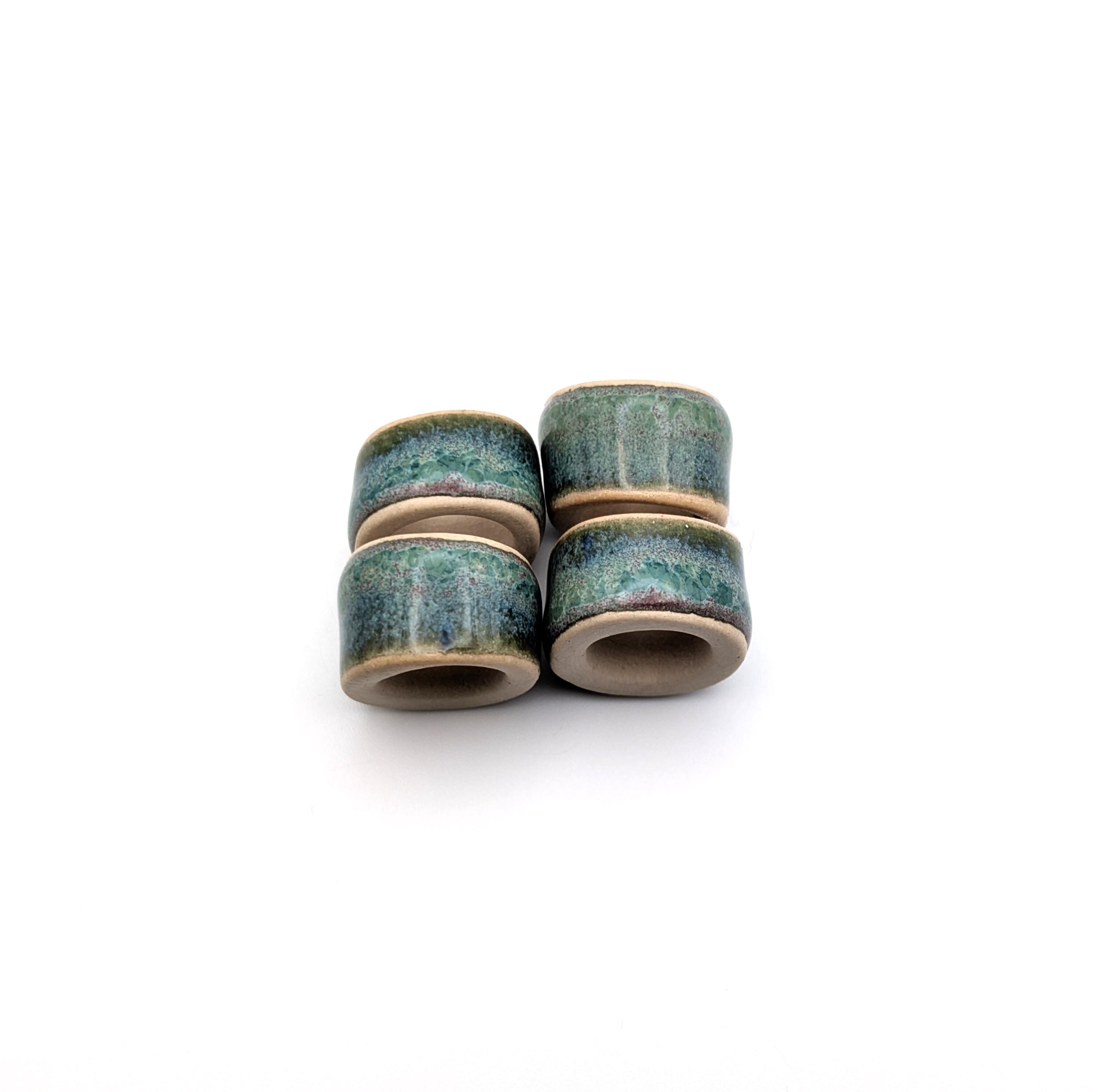 Set of 4 Handmade Tube Shaped Pottery, Ceramic Beads, Dreadlock, Hair ...