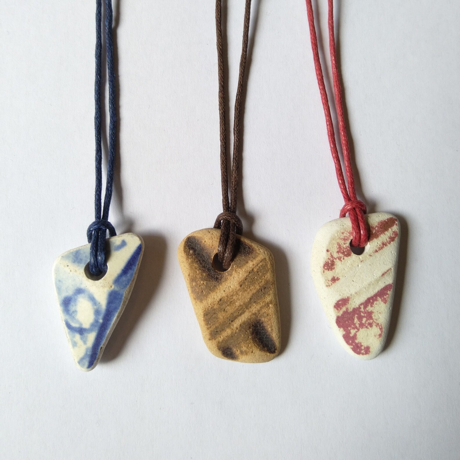 Sea Pottery Pendant on Waxed Cotton Cord, Beach Combing Necklace ...