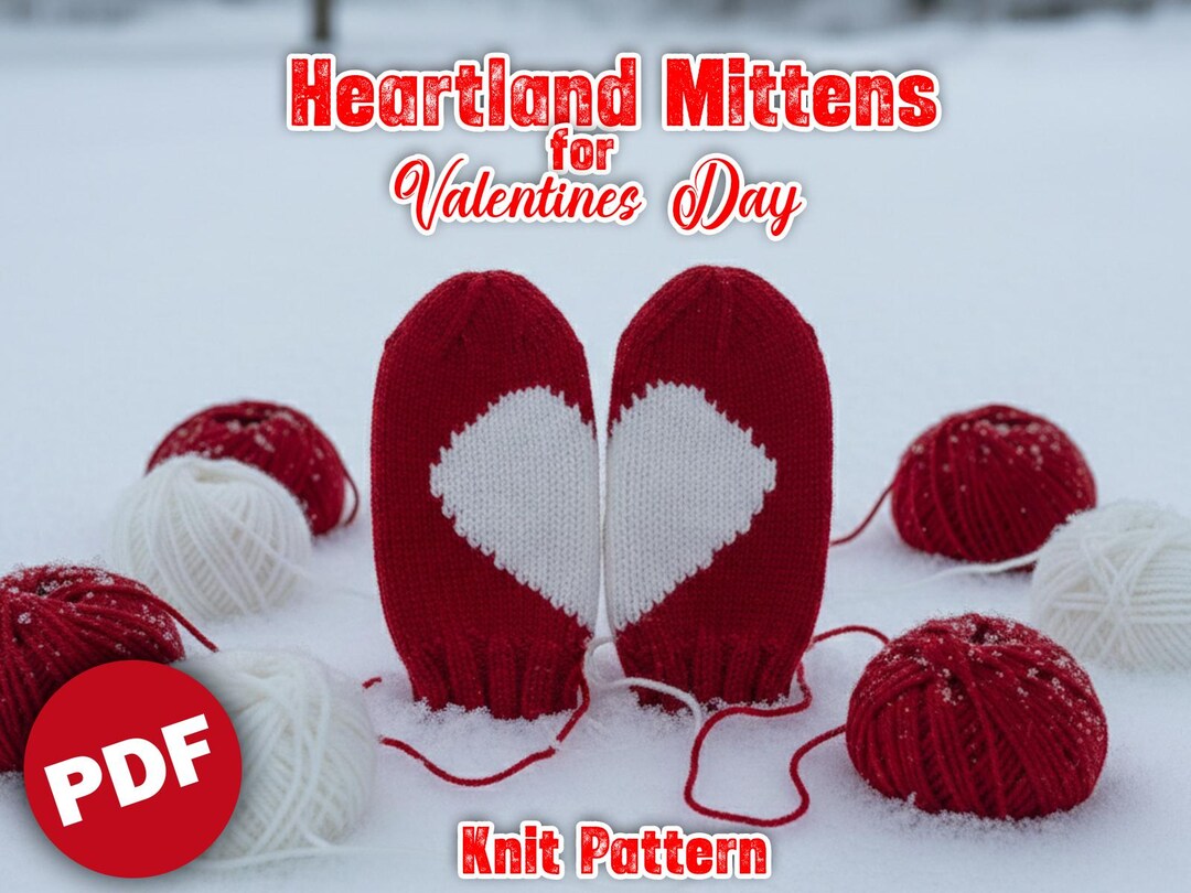 Heart Mittens Crochet Pattern - Valentine Knit Mittens PDF - Etsy
