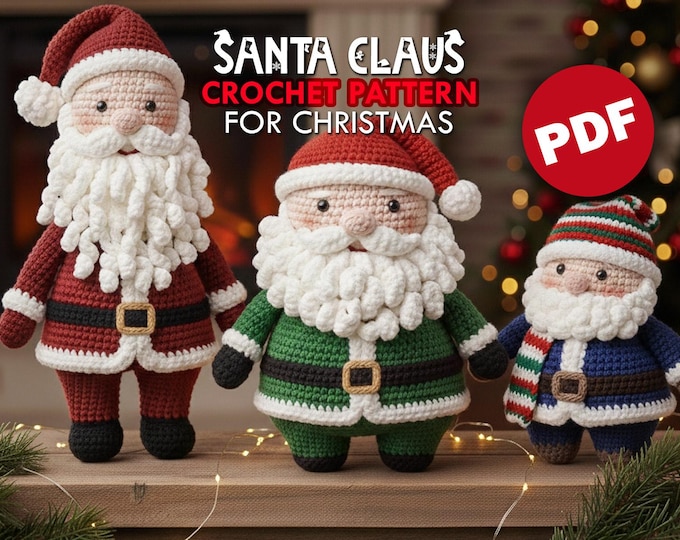 Santa Claus Christmas Amigurumi Crochet Pattern, Festive Friends PDF ...