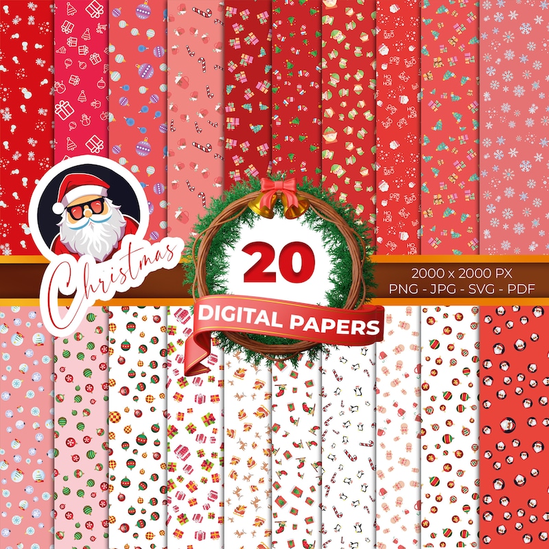 Christmas Digital Paper - Etsy