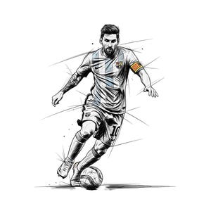 Lionel Messi Sketch Print: Minimalist Football Legend Art (digital ...