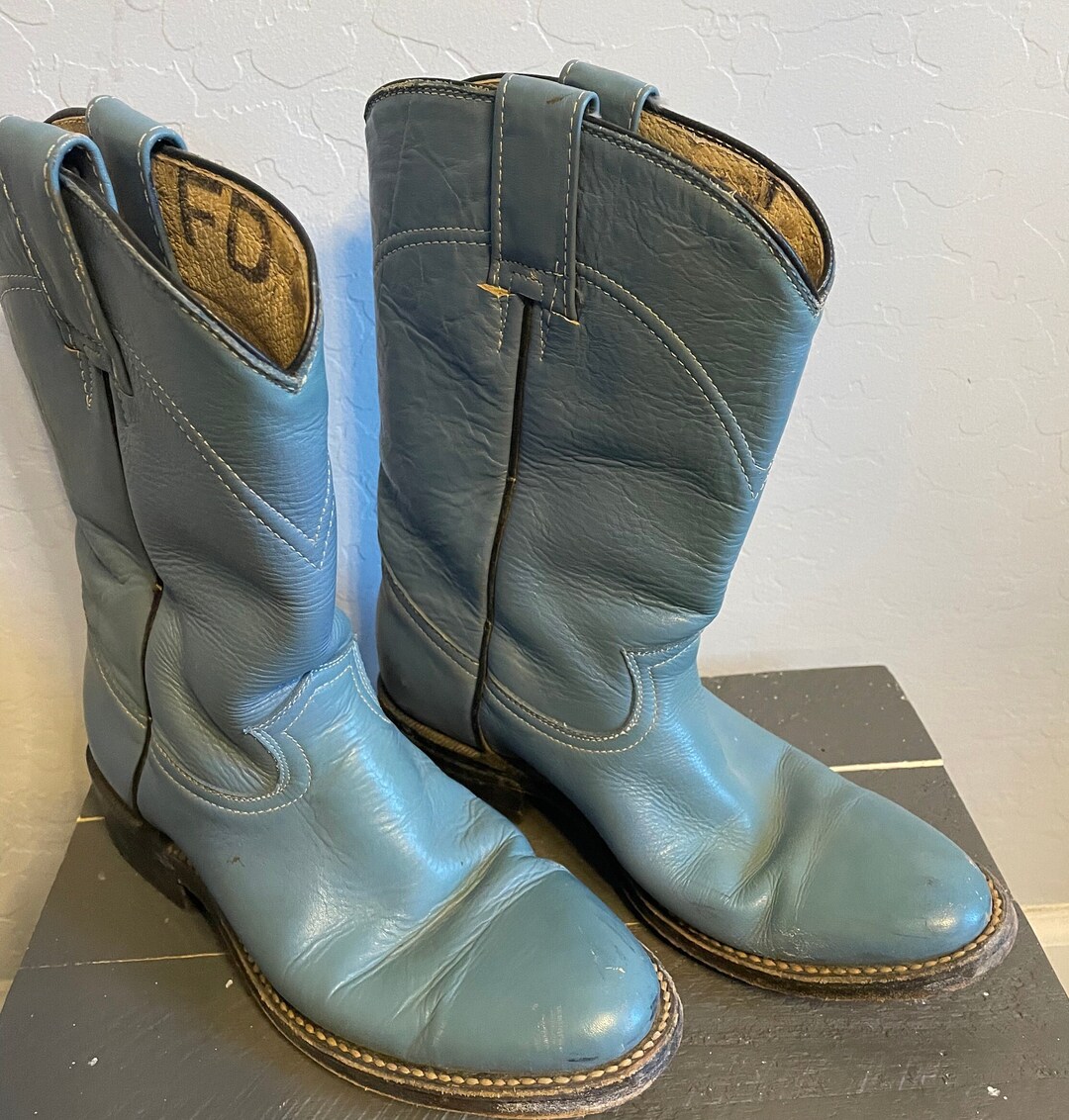 Vintage Baby Blue Cowgirl Boots - Etsy
