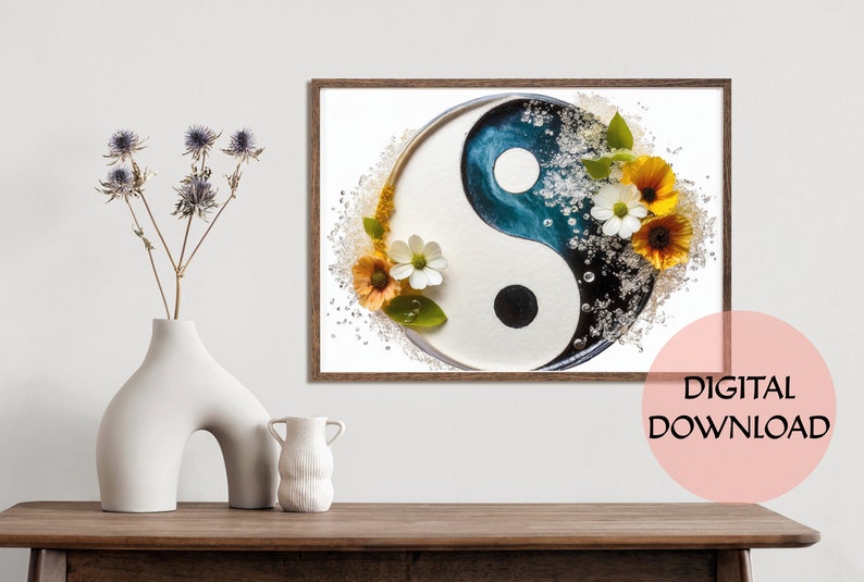 Yin Yang Wall Art, Yin Yang Art Printable, Meditation, Zen, Yin Yang ...