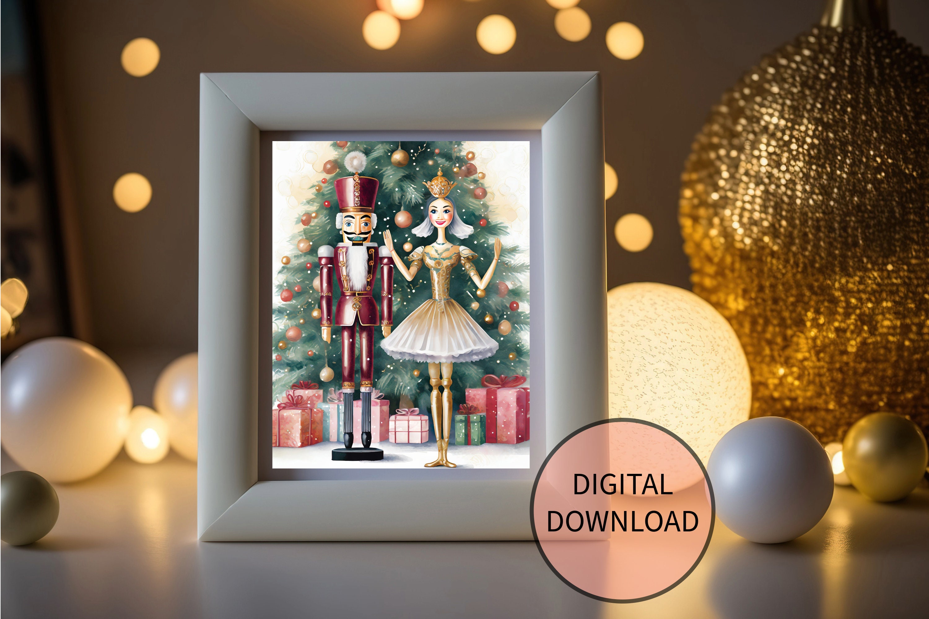 Nutcracker and Ballerina Wall Art, Christmas Printable Wall Art ...