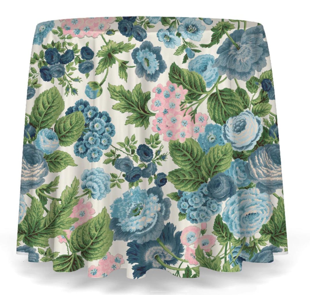 90" Round Table Skirt - Martha in Ballet & Blue - Etsy