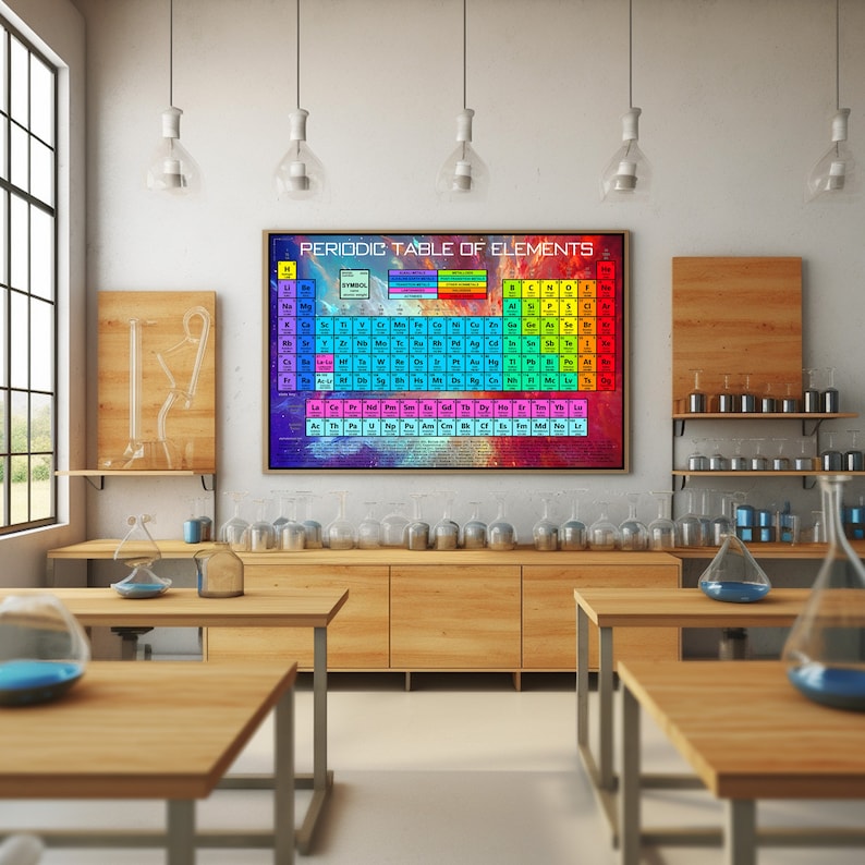 Periodic Table of Elements Poster Educational Wall Art Print - Etsy