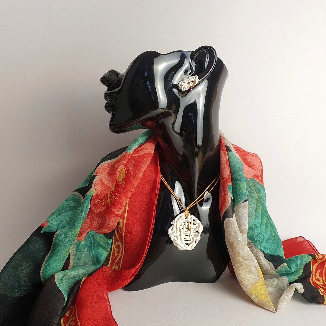 Golden Labyrinth Jewelry Set • Ceramic Gold Necklace • Porcelain ...