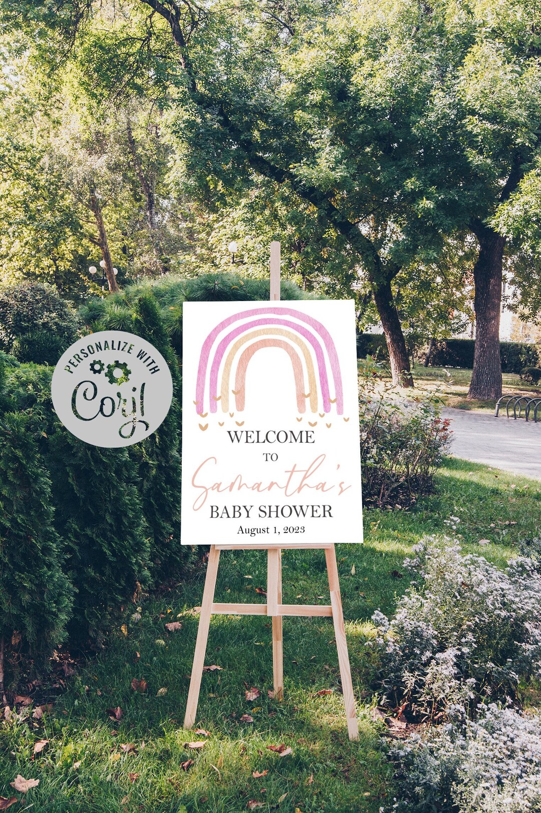 Editable Rainbow Baby Shower Sign | Rainbow Baby Sprinkle Welcome Sign ...