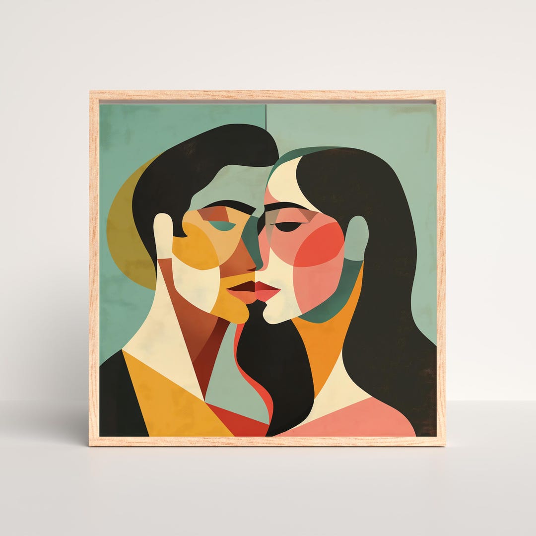 Abstract Couple Face Art Set – Modern Digital Download, Minimalist Line ...