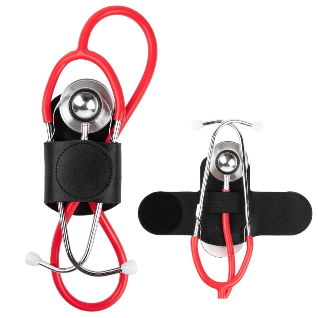 Teal Hearts Genuine Leather Stethoscope Holder With Hip Clip Case for ...