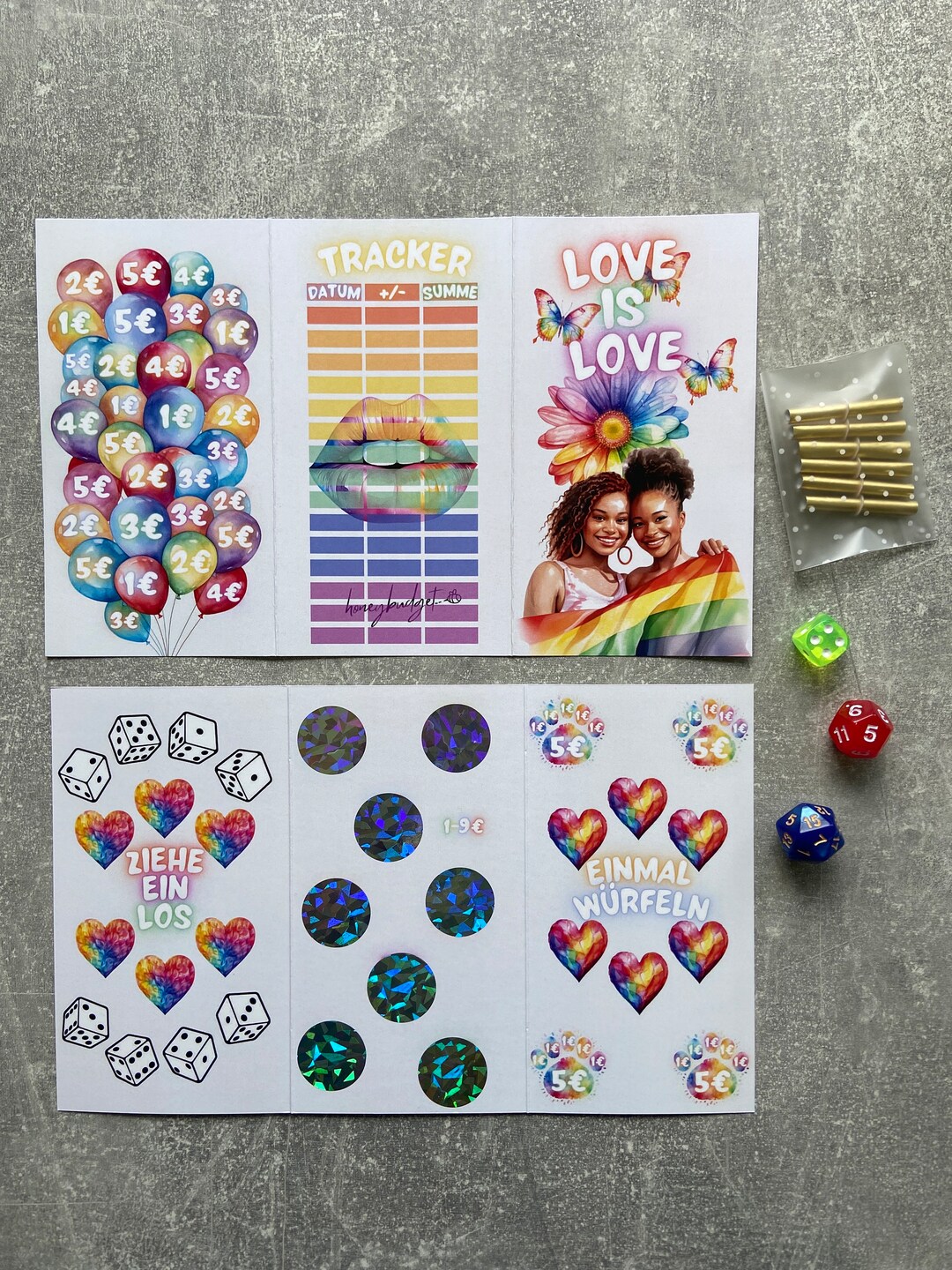 Folding Card Love is Love / Scratch Challenge / Dice Challenge ...