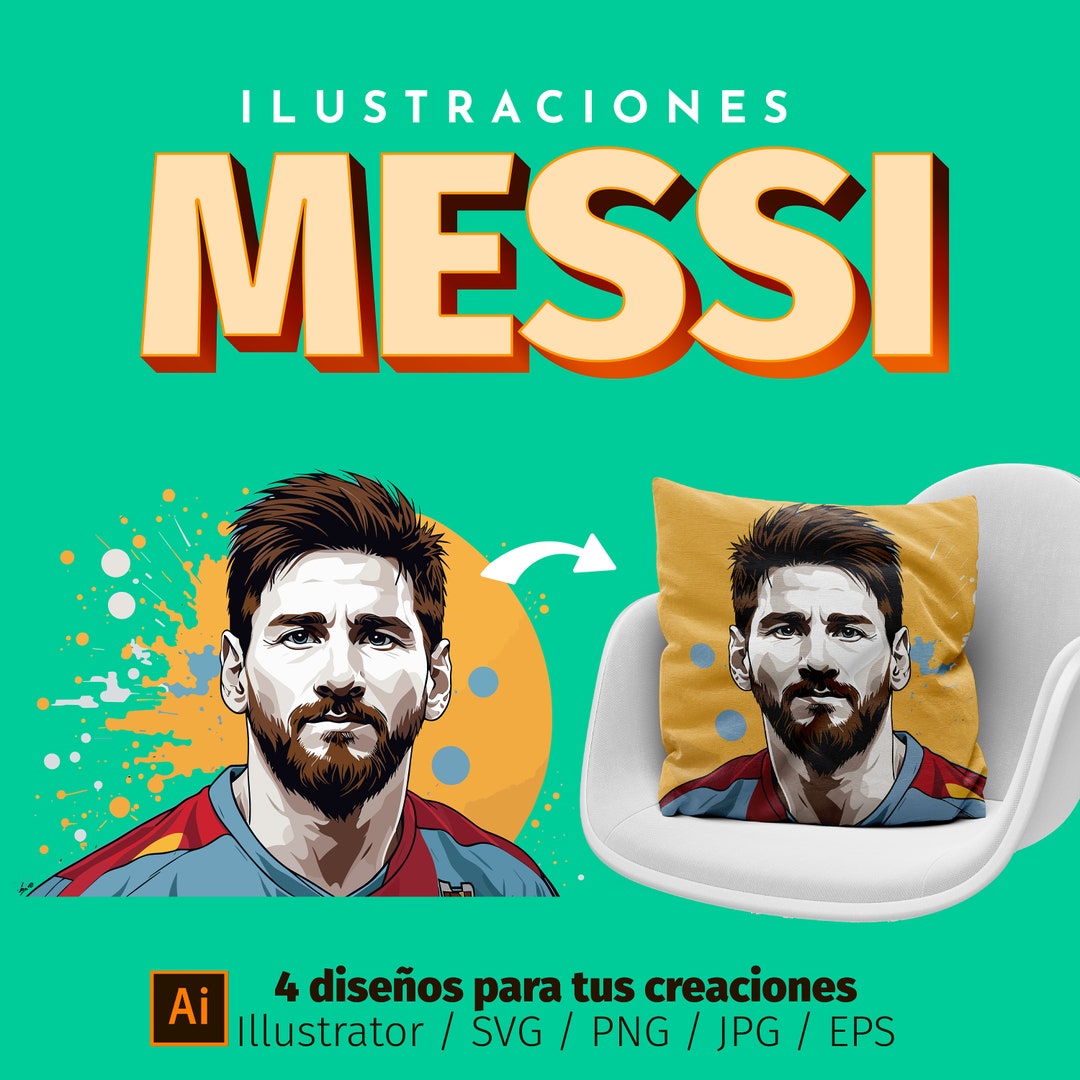 Design Illustrations of Lionel Messi in PNG and Vectors for - Etsy