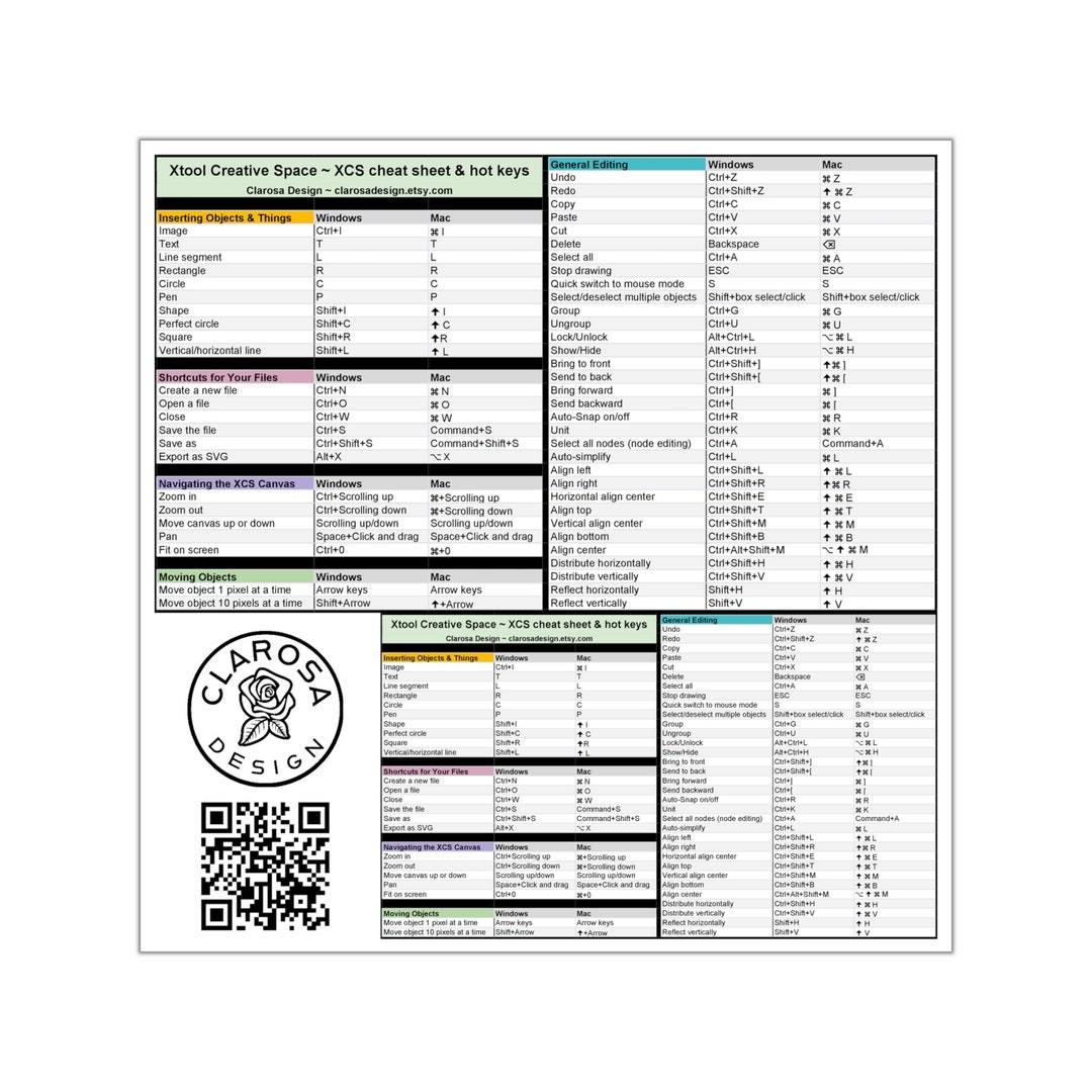 Xtool Shortcut Sticker for Windows and Mac, XCS Shortcut Sticke ...
