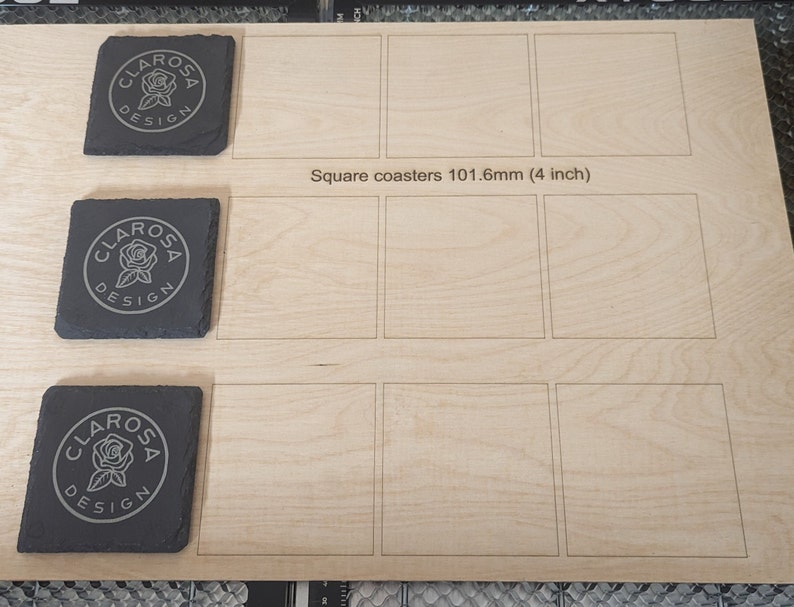 Square Coaster Template Jig, 4 Inch, Extended Version, Lightburn AI DXF ...