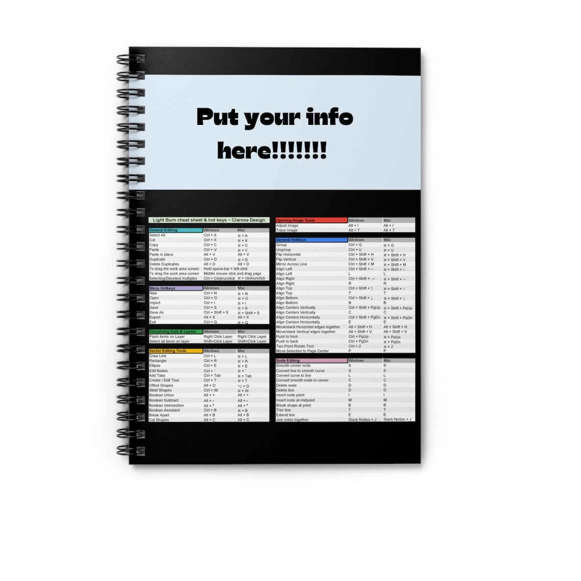 Lightburn Notebook & Cheat Sheet, Lightburn, Journal, Windows, Mac ...