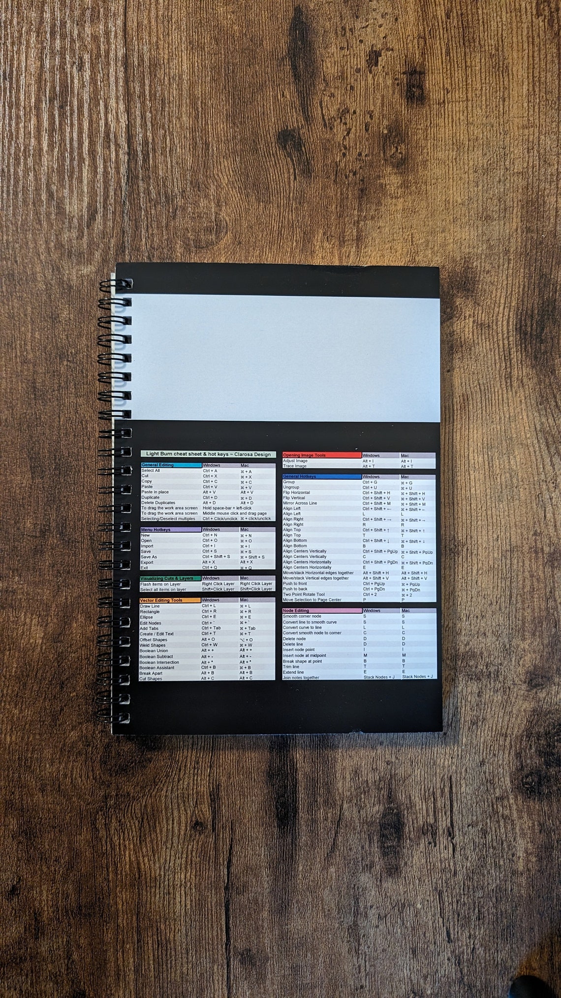 Lightburn Notebook & Cheat Sheet, Lightburn, Journal, Windows, Mac ...