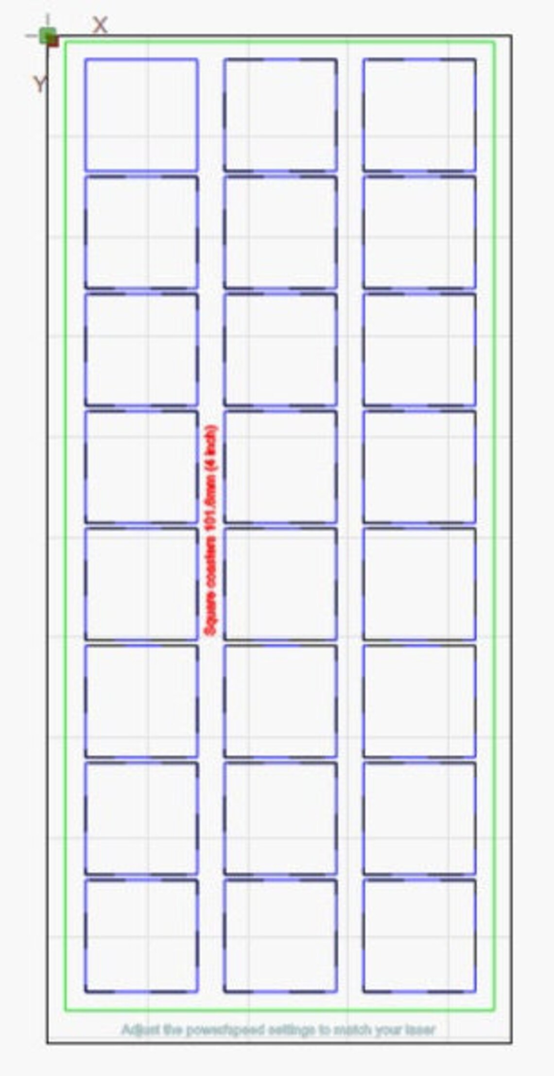 Square Coaster Template Jig, 4 Inch, Extended Version, Lightburn AI DXF ...