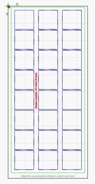 Square Coaster Template Jig, 4 Inch, Extended Version, Lightburn AI DXF ...