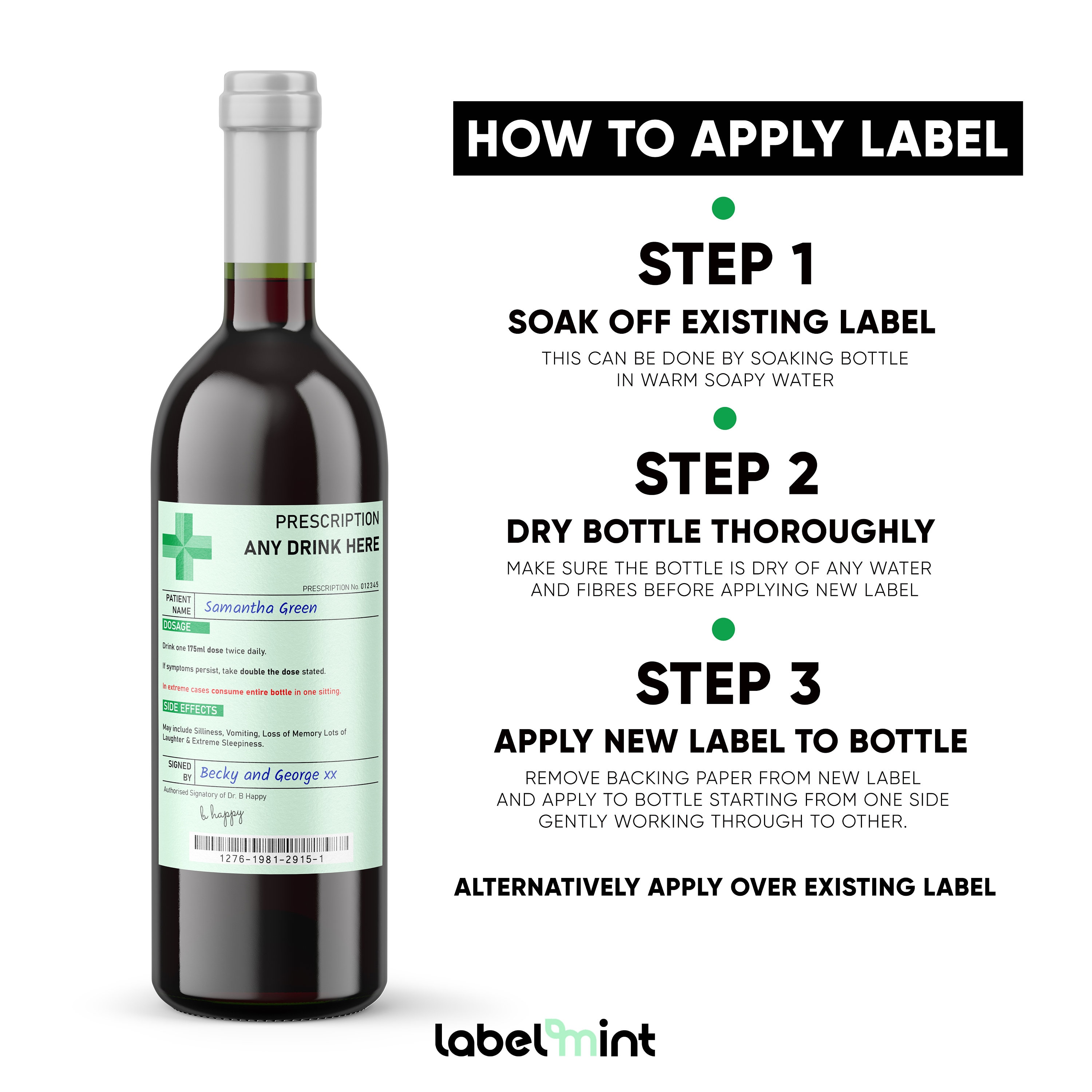 Personalised Label | Prescription Theme | Wine Gin Whisky Vodka Alcohol ...
