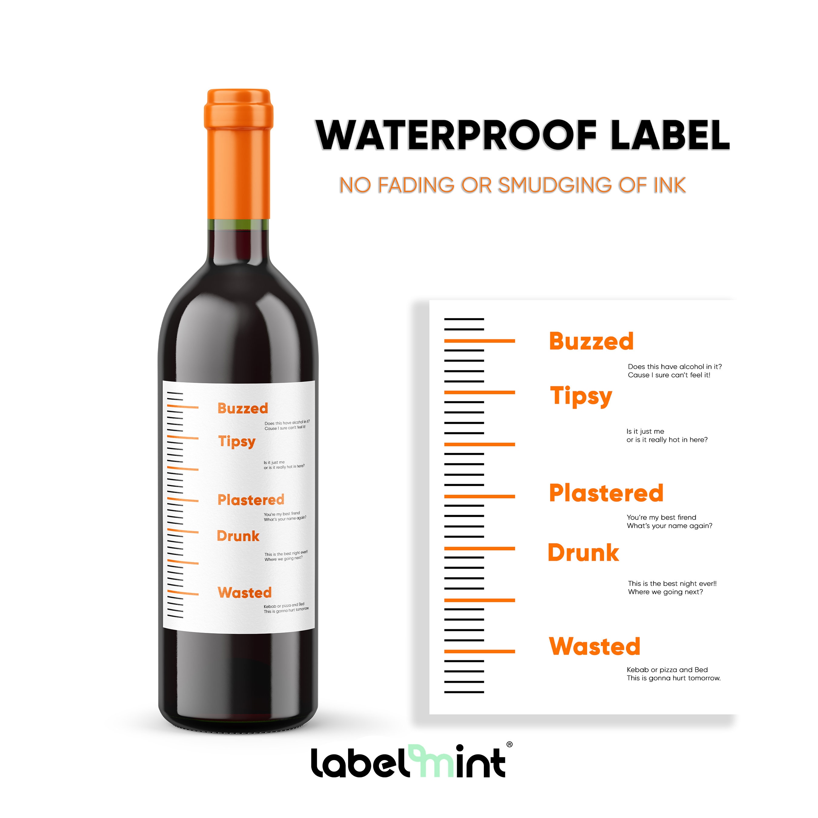 Funny Wine Bottle Label | Drink Unit Chart Humour Joke | Funny Label ...