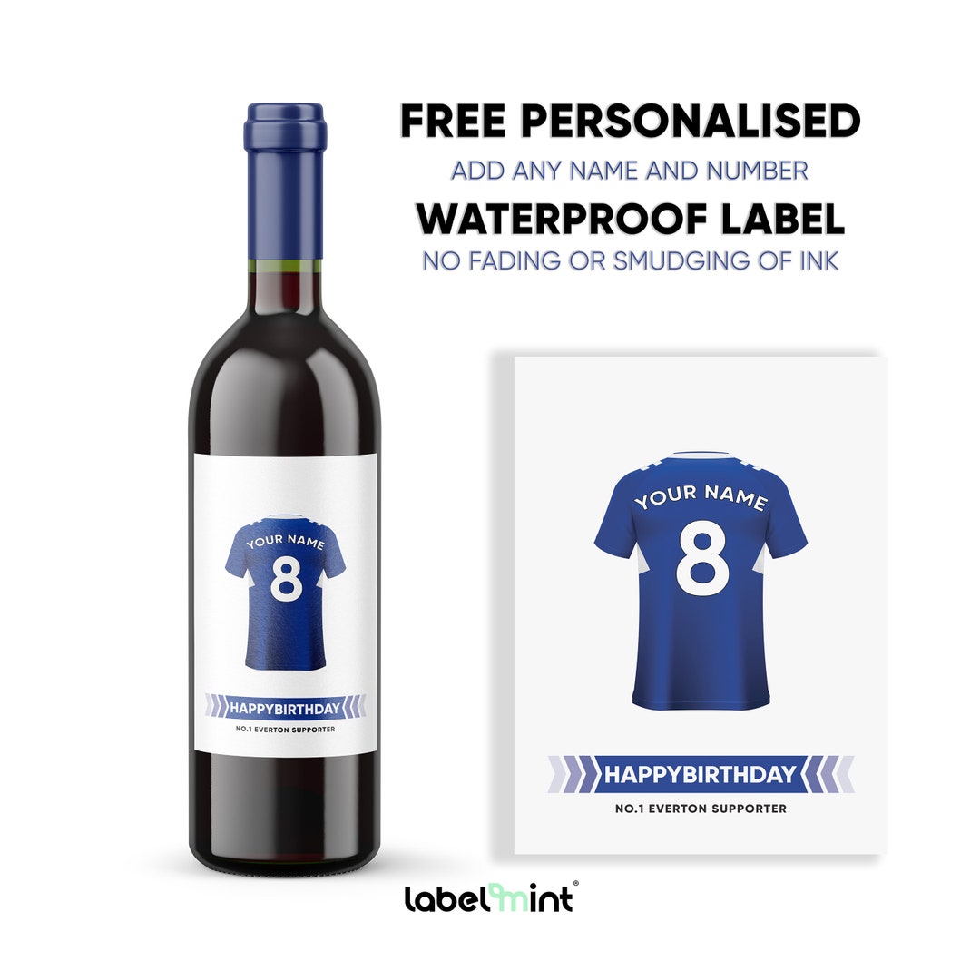 Personalised Everton FC Birthday Label | Wine Bottle Label | Gin ...