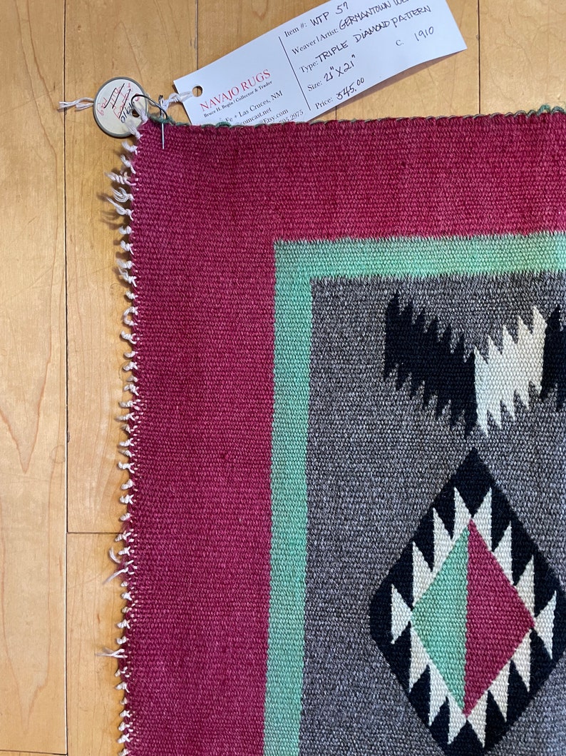 Navajo Germantown Weaving, 1910. Sensational Use of Burgundy Red and ...