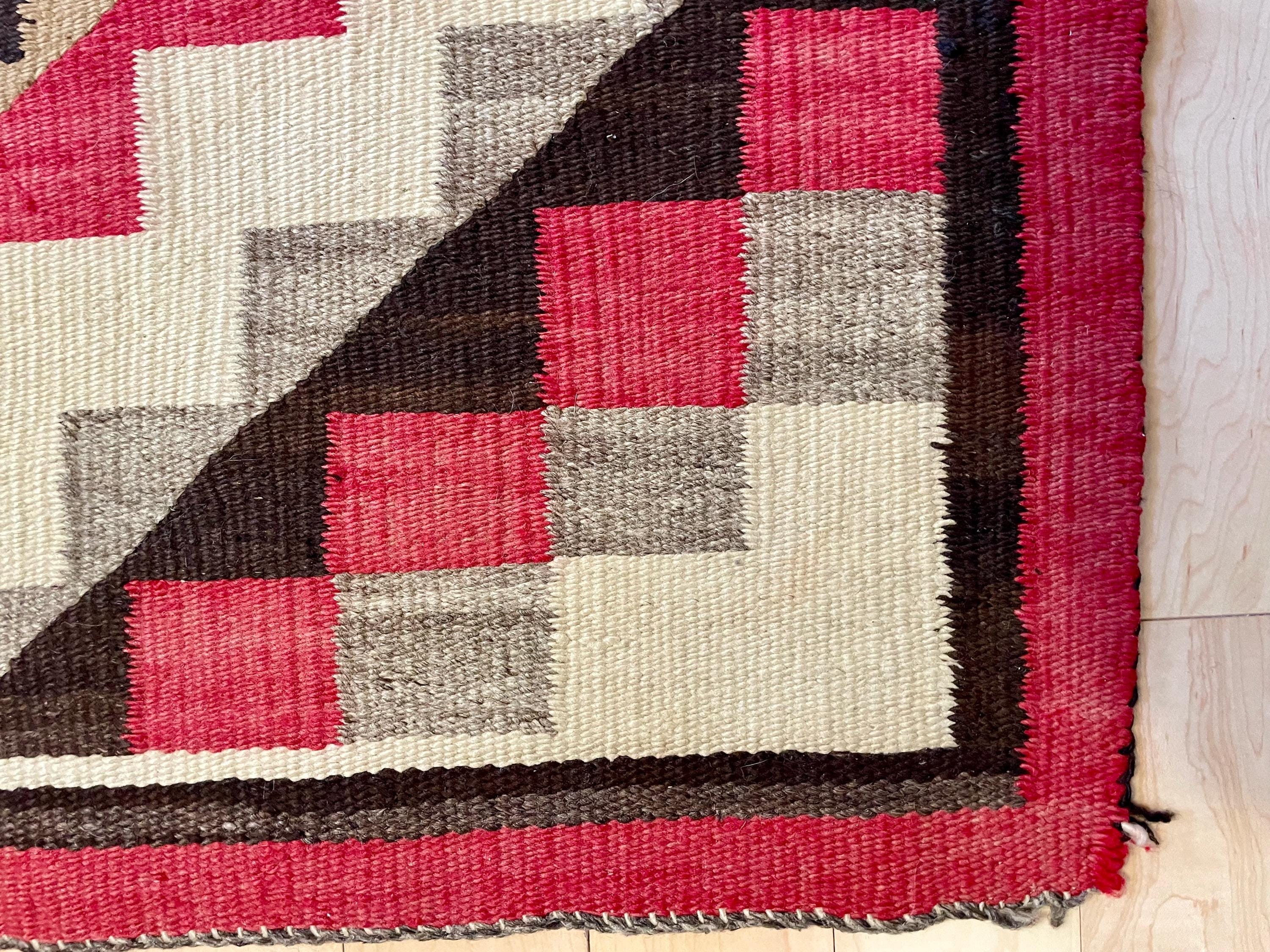 Navajo Ganado Red , C. 1930-40's. 41 1/4"x63 1/2". 3 Red Diamond Design ...