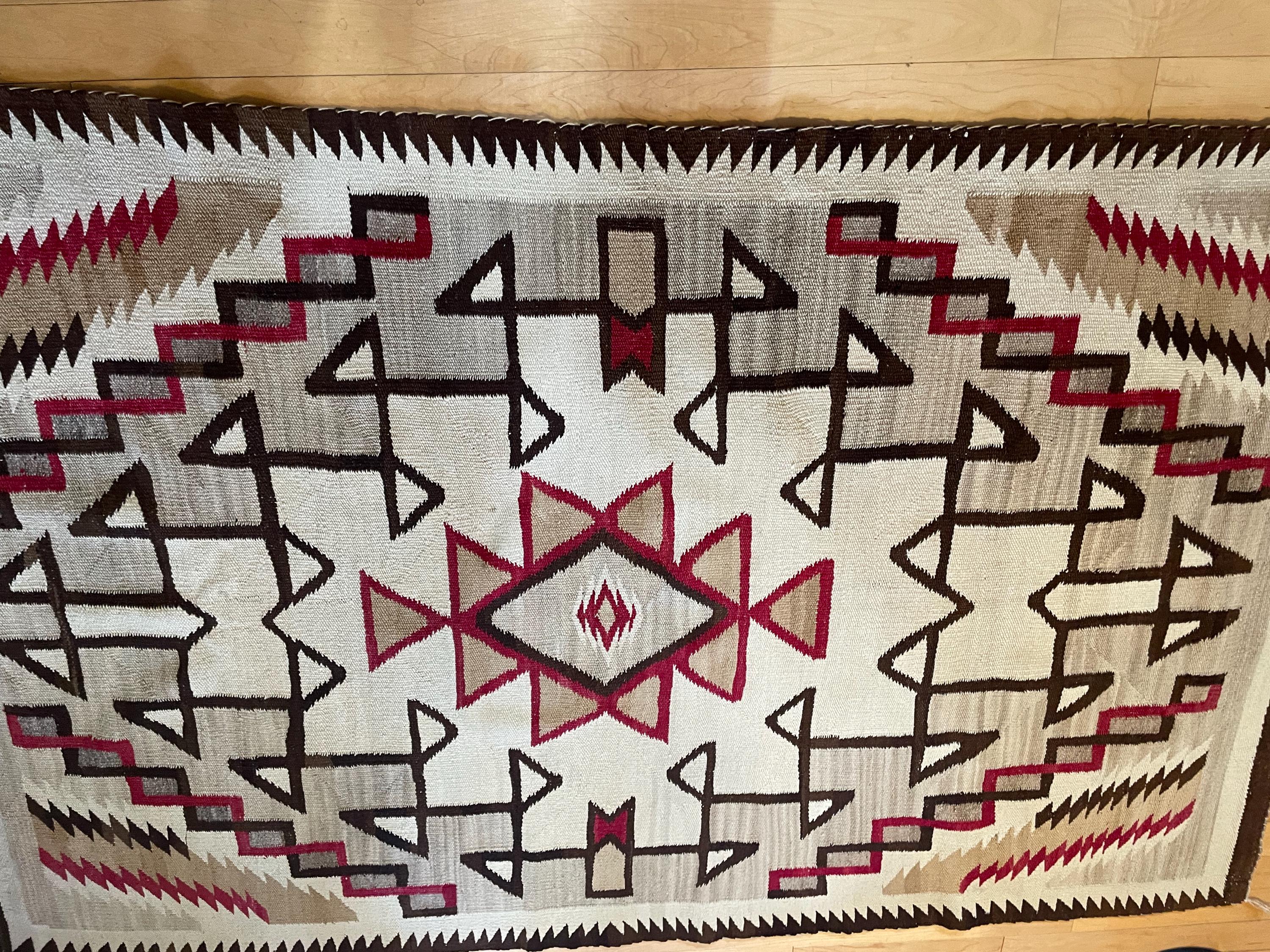 Vintage 1920's NAVAJO GANADO RED. 53" X 80". Hand Carded & Hand Spun ...