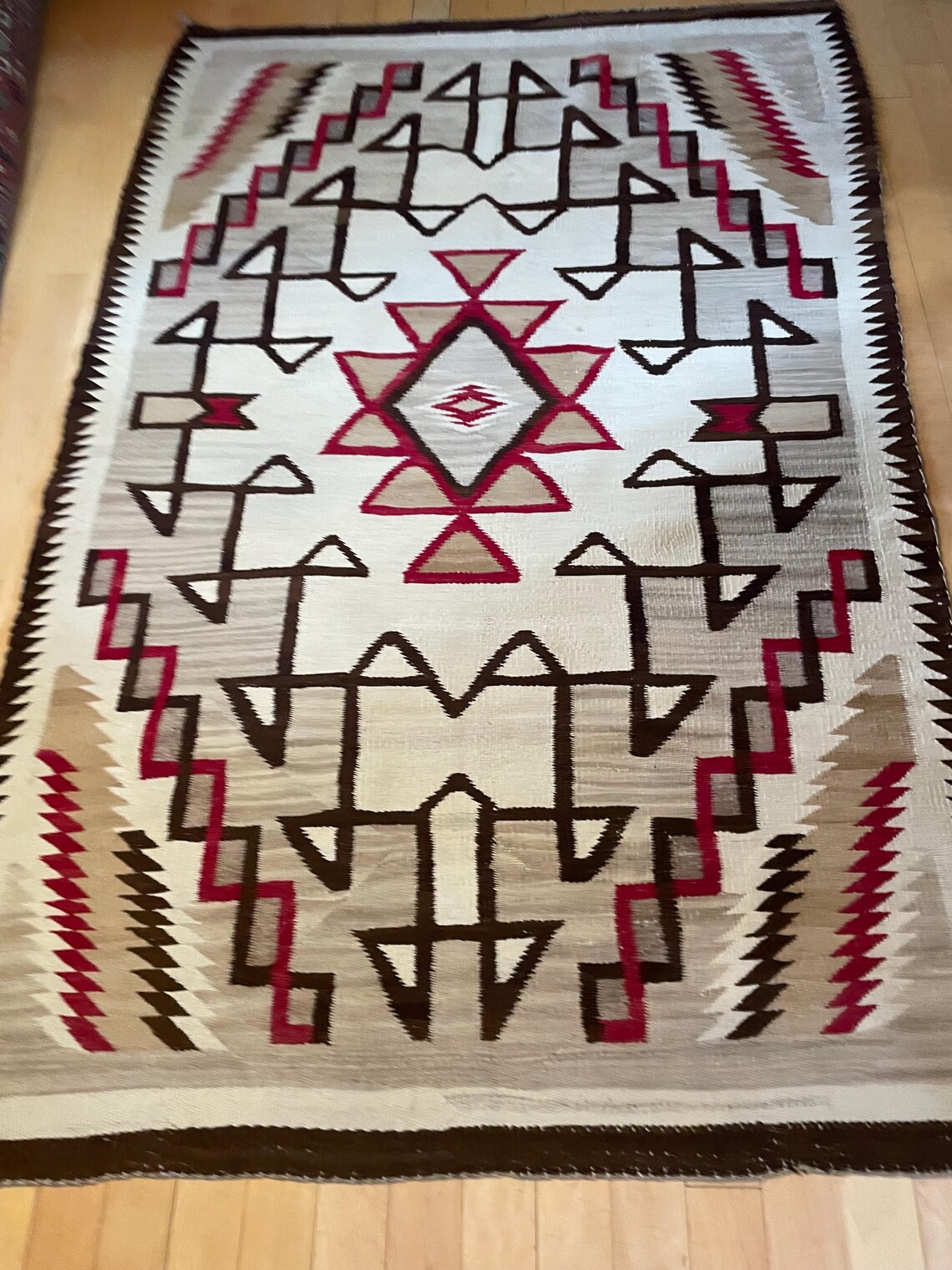 Vintage 1920's NAVAJO GANADO RED. 53" X 80". Hand Carded & Hand Spun ...