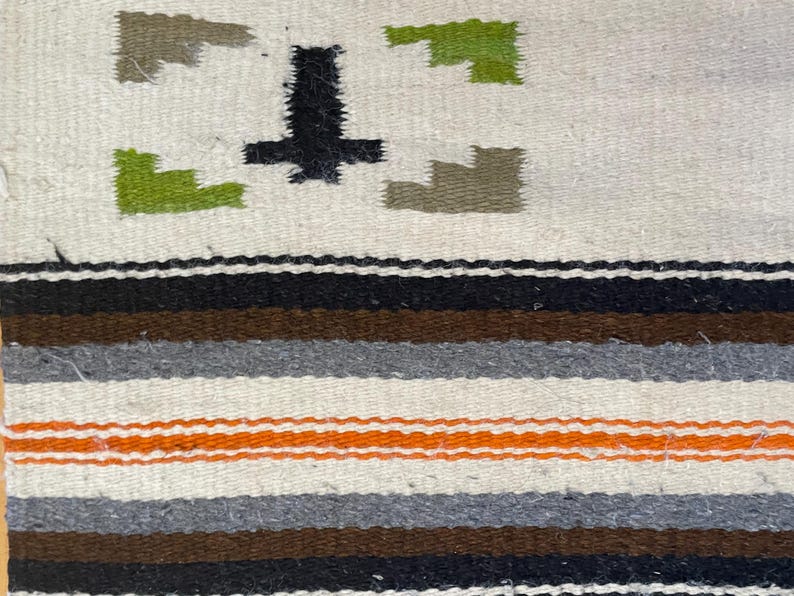 Vintage Navajo CRYSTAL Double Saddle Blanket. Orange and Green Dye ...