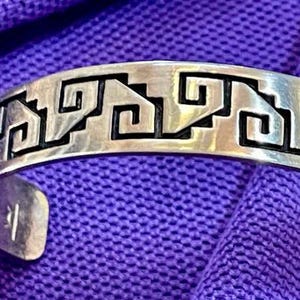 Hopi Sterling Silver Overlay Water Wave Cuff by Weaver Selina (1944 ...