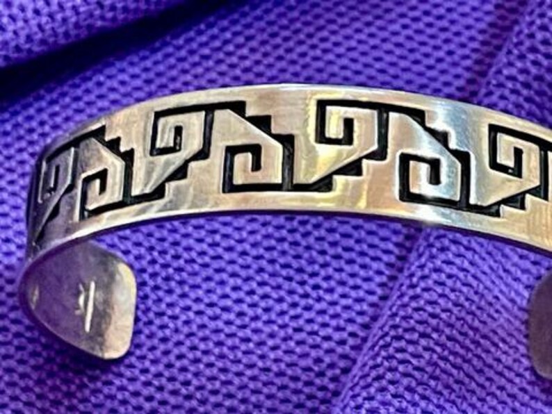 Hopi Sterling Silver Overlay Water Wave Cuff by Weaver Selina (1944 ...