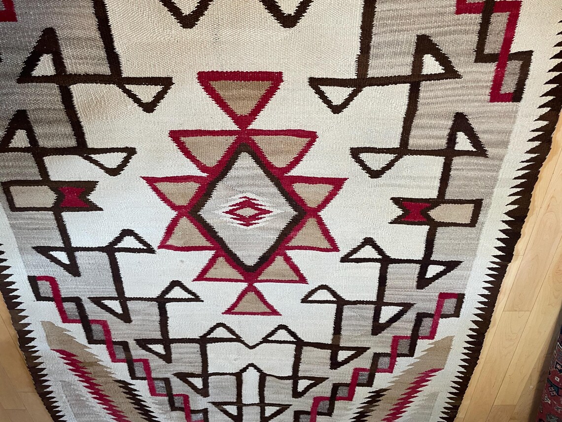 Vintage 1920's NAVAJO GANADO RED. 53" X 80". Hand Carded & Hand Spun ...