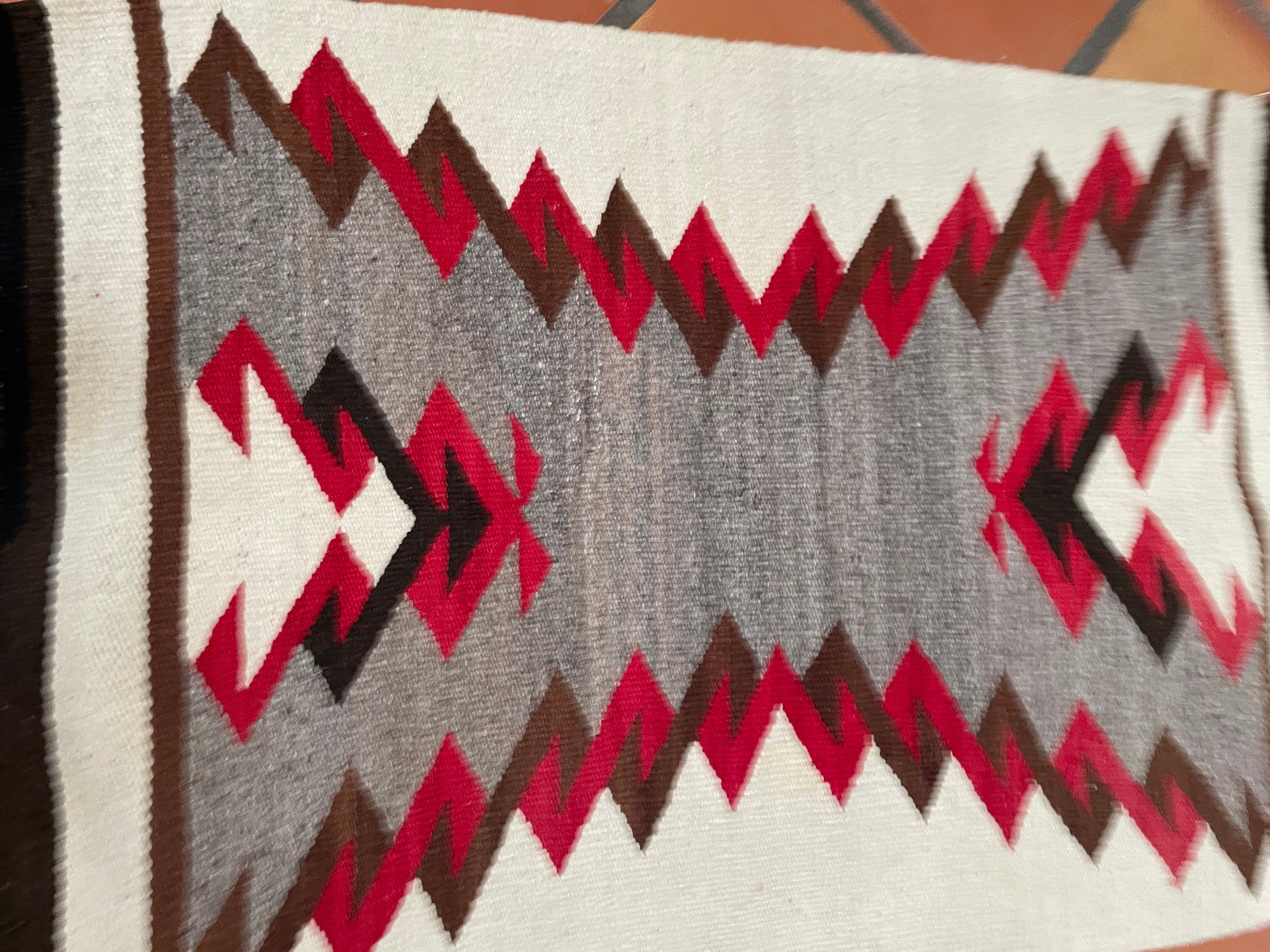 Navajo Ganado, Lightning Bolt Design, Hand Spun Wool-rare, Late 20th ...