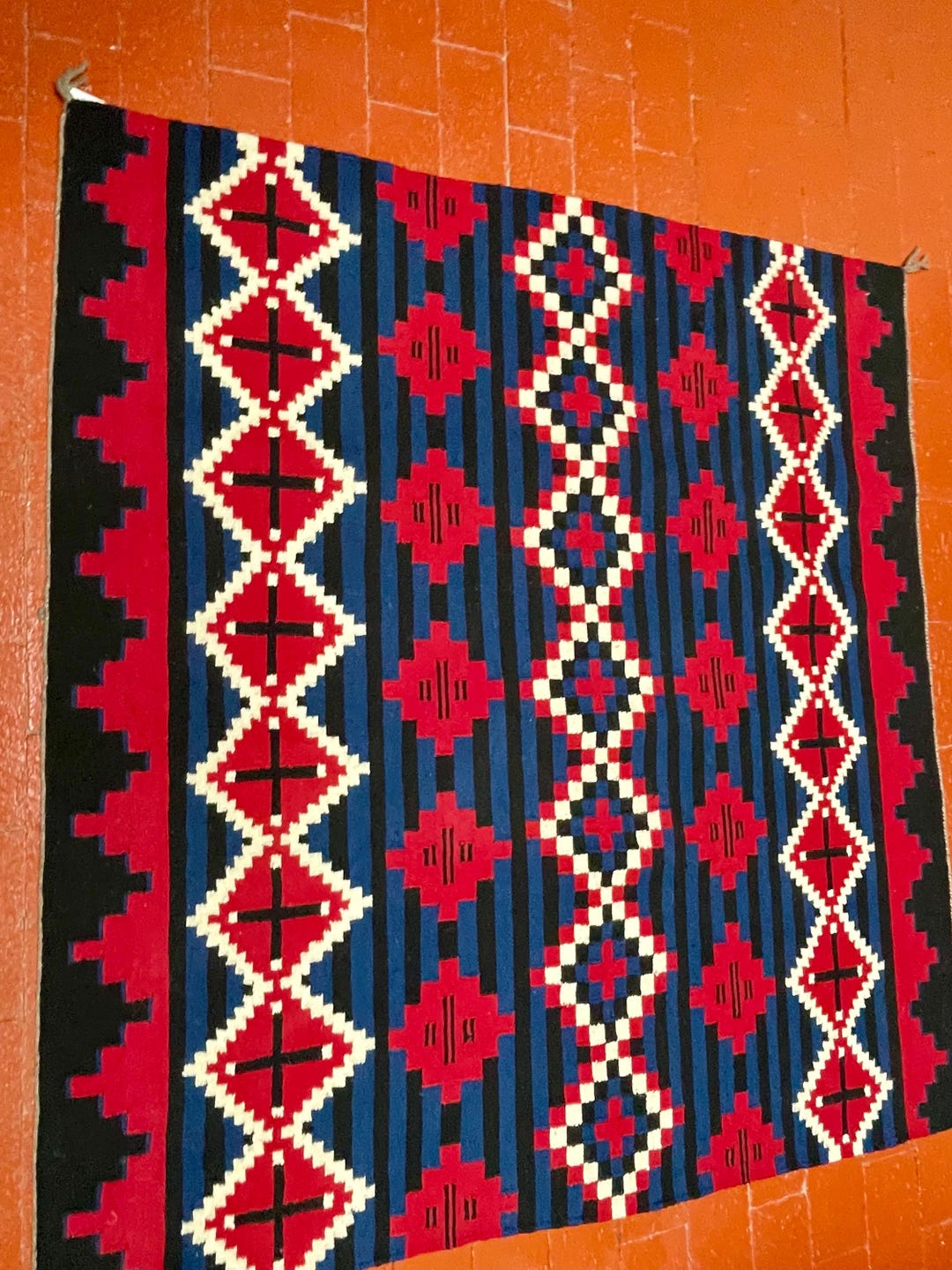 Navajo Moki Revival Blanket. 51" X 55". From Private AZ Collection. C ...