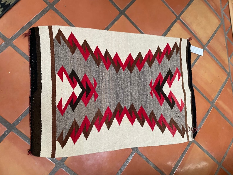 Navajo Ganado, Lightning Bolt Design, Hand Spun Wool-rare, Late 20th ...