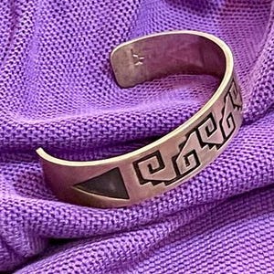 Hopi Sterling Silver Overlay Water Wave Cuff by Weaver Selina (1944 ...