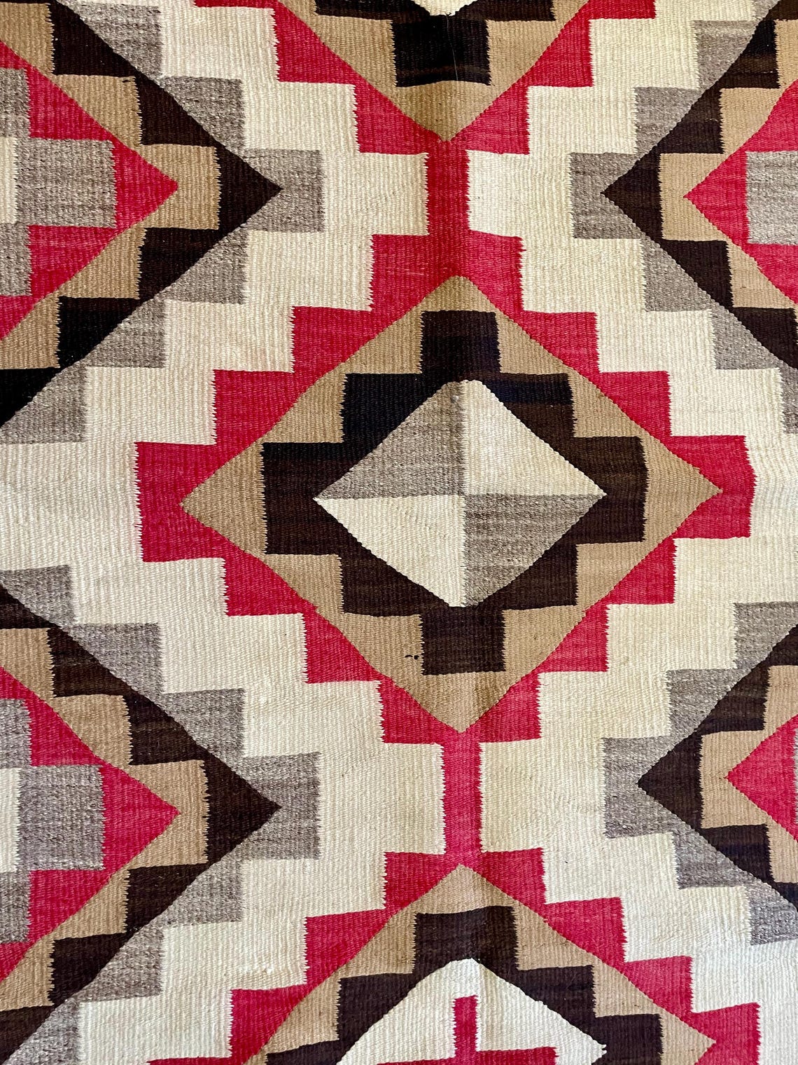 Navajo Ganado Red , C. 1930-40's. 41 1/4"x63 1/2". 3 Red Diamond Design ...