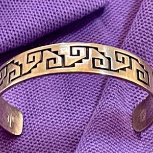 Hopi Sterling Silver Overlay Water Wave Cuff by Weaver Selina (1944 ...