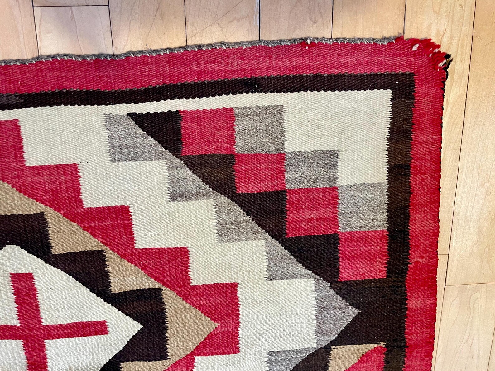 Navajo Ganado Red , C. 1930-40's. 41 1/4"x63 1/2". 3 Red Diamond Design ...